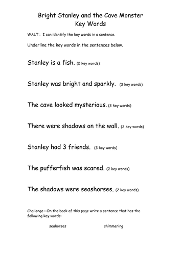 Bright Stanley & the Cave Monster Language work | Teaching Resources