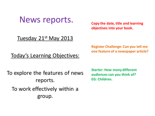 Writing For The News - 3 lessons | Teaching Resources