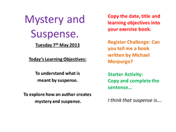 Lesson on How Mystery & Suspense is created | Teaching Resources