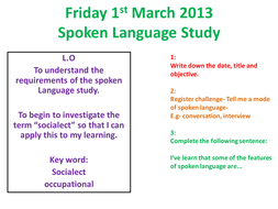 Spoken Language Study - School Talk Scheme | Teaching Resources