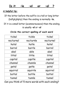 Word endings -le -el or -al by Isotope824 - Teaching Resources - Tes