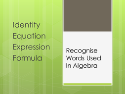 Recognise Identity, Expression, Equation & Formula | Teaching Resources