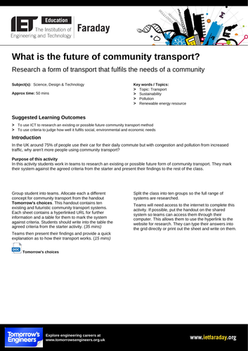 What is the future of community transport? | Teaching Resources