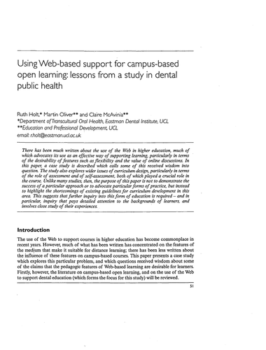 Using Web-based support for campus-based learning | Teaching Resources