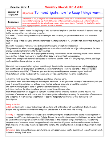 Keeping Warm Investigation - Year 4 Science | Teaching Resources