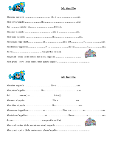 Ma Famille | Teaching Resources