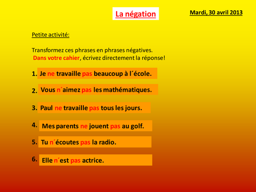La Négation | Teaching Resources