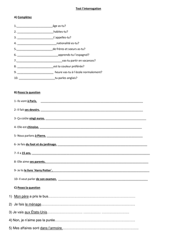 L´Interrogation | Teaching Resources