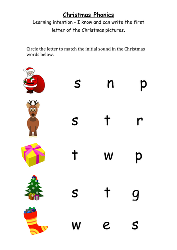 Christmas Phonics - initial sound recognition | Teaching Resources
