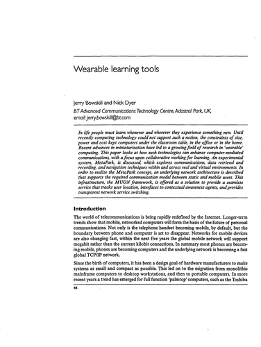 Wearable learning tools | Teaching Resources