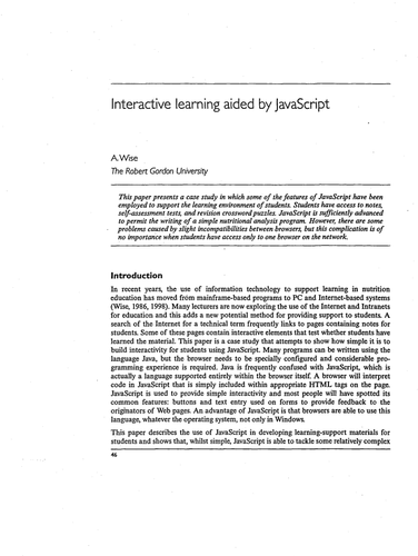 Interactive learning aided by JavaScript | Teaching Resources