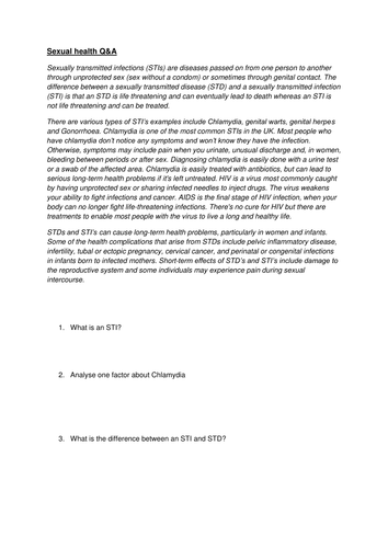 Sexual health | Teaching Resources