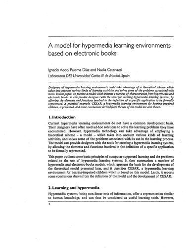 A model for hypermedia learning environments | Teaching Resources