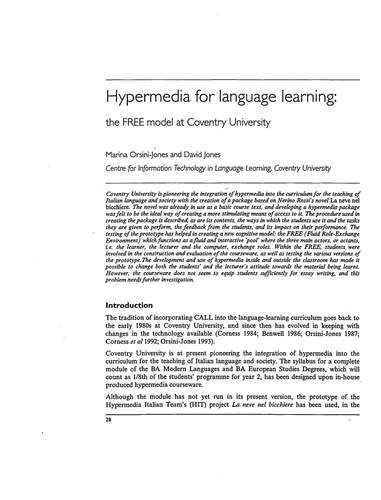 Hypermedia for language learning: the FREE model | Teaching Resources