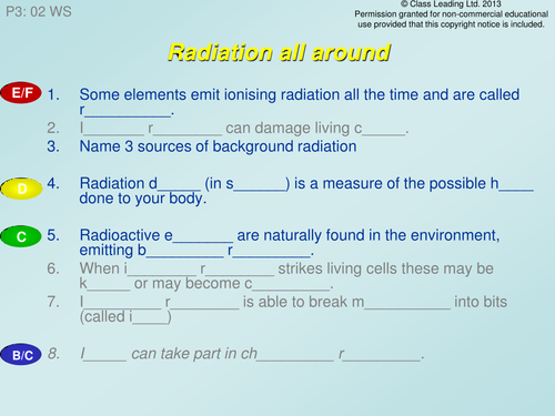 Radiation all around - graded questions | Teaching Resources