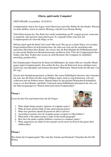 KS4&5 Computer games comprehension | Teaching Resources