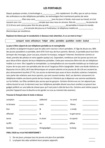 French A Level technology & mobile phones | Teaching Resources