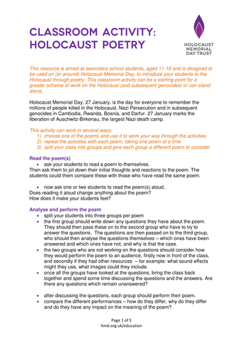 Poetry and the Holocaust | Teaching Resources