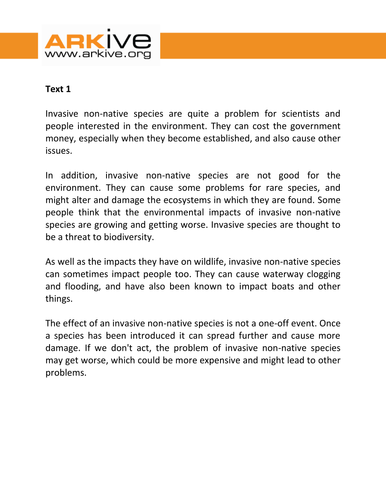 Persuasive Writing — Invasive Species | Teaching Resources