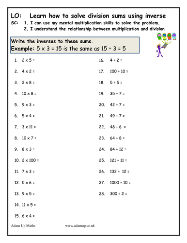 Inverse ( add / subtract - multiply / divide ) | Teaching Resources