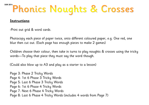 Phase 2 , 3 & 4 Tricky Word Tic-Tac-Toe Grids | Teaching Resources