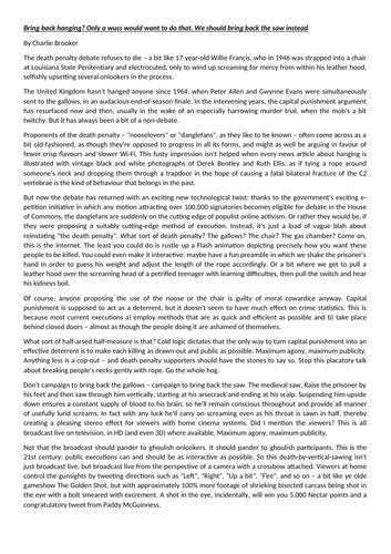 Argument writing - The death penalty | Teaching Resources Argument writing - The death penalty | Teaching Resources