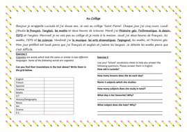 KS3 French: School Subjects Reading Comp by Dannielle89 - Teaching ...