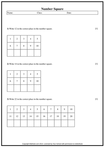 Number Squares | Teaching Resources