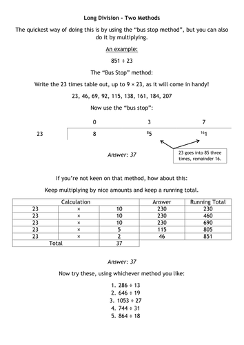 Written Division Resources | Tes