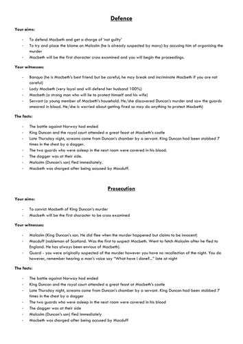 Macbeth court case class activity | Teaching Resources Macbeth court case class activity | Teaching Resources