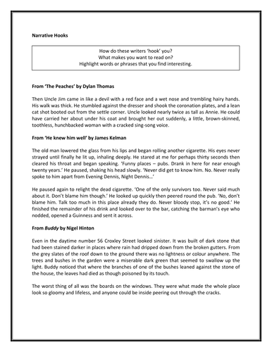 Year 7 Introduction to PEE - Prose and Poetry | Teaching Resources