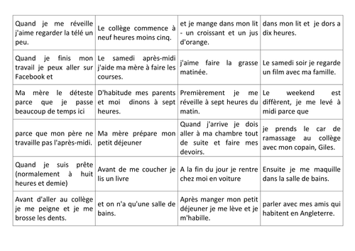 KS3 French - Daily Routine - Reading ex | Teaching Resources