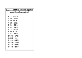 Addition Sums | Teaching Resources