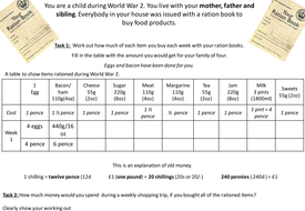 Year 5/6 Maths - linked to WW2 Rationing | Teaching Resources
