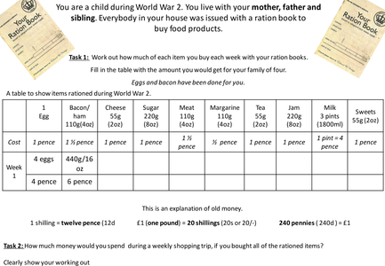 Year 5/6 Maths - linked to WW2 Rationing by saffron74 - UK Teaching ...