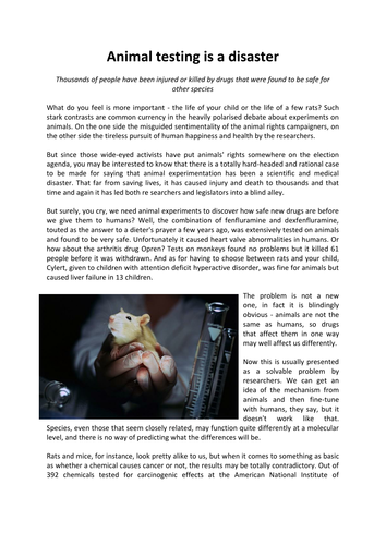 Yr 8 Reading Mini Unit (Animal Rights): Lesson 4 | Teaching Resources