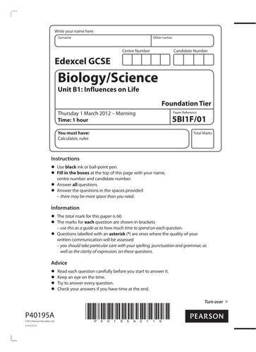 Searchable Edexcel Biology Papers and Mark Schemes | Teaching Resources