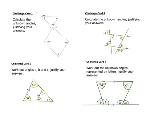 Triangle and Quadrilateral Angle Challenge Cards | Teaching Resources