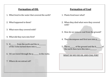 Formation of Fossil Fuels Worksheet / Booklet by katie-lu - UK Teaching ...