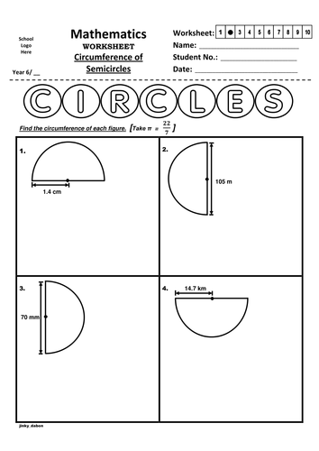 Area Of Semicircle Worksheet Pdf Copy Of Circumference And Area