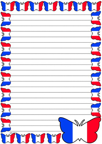 France Flag Themed Lined paper and Pageborders | Teaching Resources