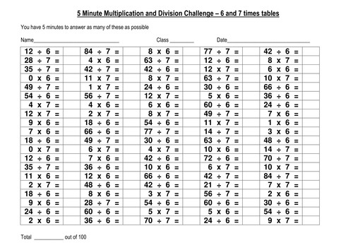 100 question multiplication & division challenge 4 | Teaching Resources