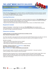 The LEGO Movie - Master Builders by IntoFilm - UK Teaching Resources - TES