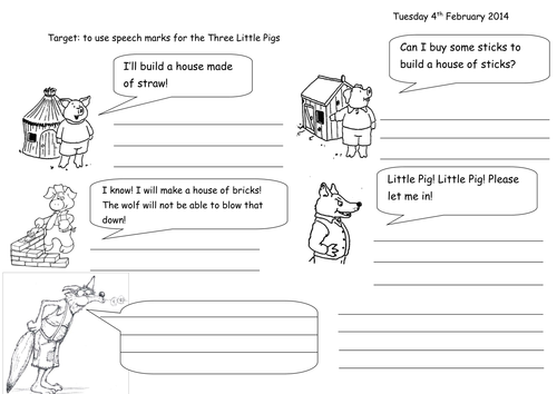 Speech Marks - Three Little Pigs | Teaching Resources
