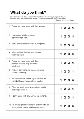 Yr 8 Reading Mini Unit (Animal Rights): Lesson 6 | Teaching Resources