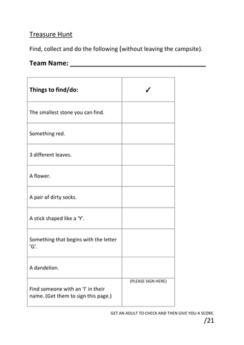 Outdoor Treasure Hunt | Teaching Resources
