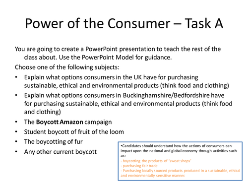 Power of the Consumer | Teaching Resources
