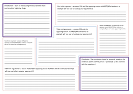 Balanced argument planning template & connectives | Teaching Resources
