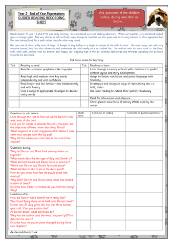 Y1 and Y2 levelled guided reading sheet | Teaching Resources