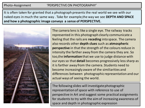 Photo-Assignment 'PERSPECTIVE ON PHOTOGRAPHY | Teaching Resources